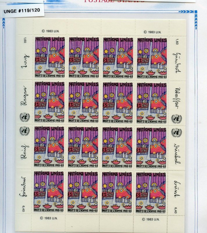 United Nations Hundertwasser Miniature Sheets Complete NY Vienna Geneva ...