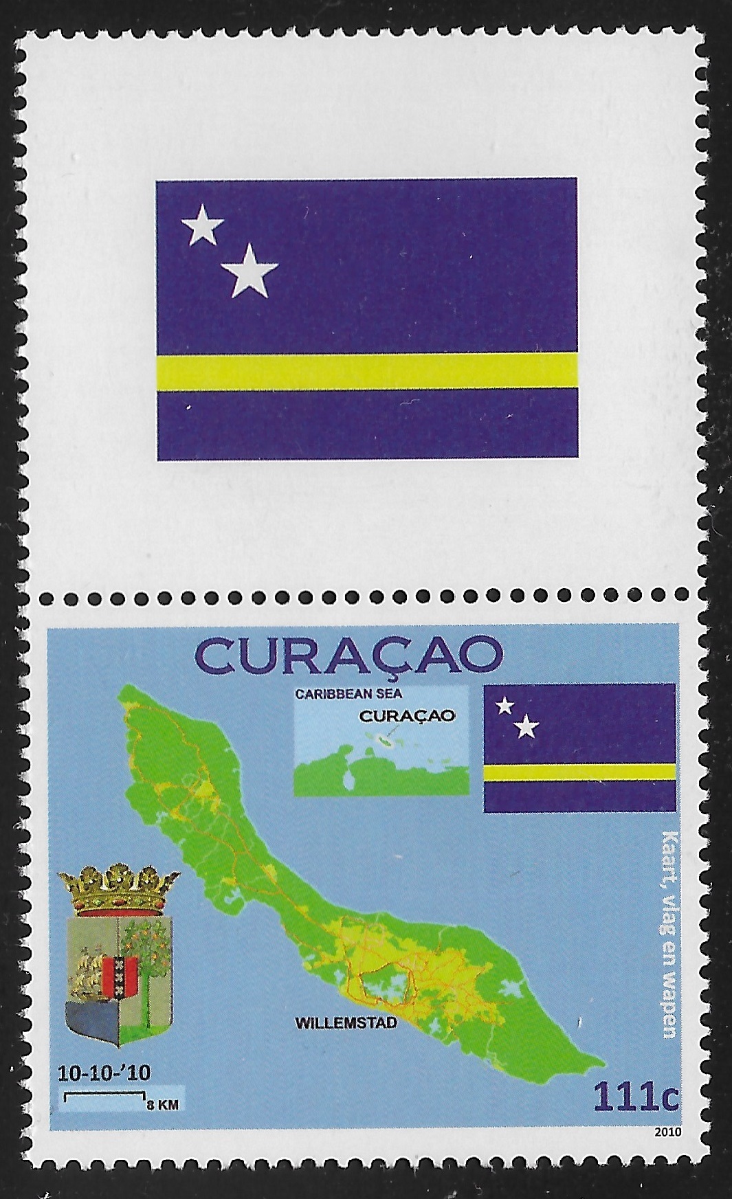 Curacao #1 111c Map of Curacao and West Indies, Arms and Flag ~ MNH ...