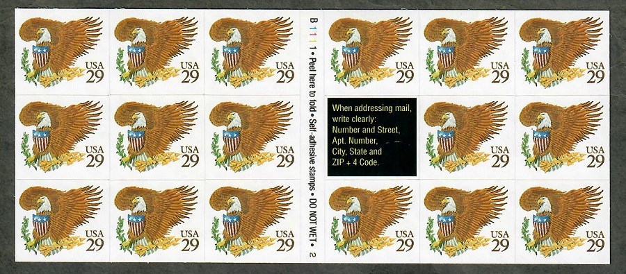 #2595a Eagle and Shield booklet pane of 17 plate #B1111-2 | United ...