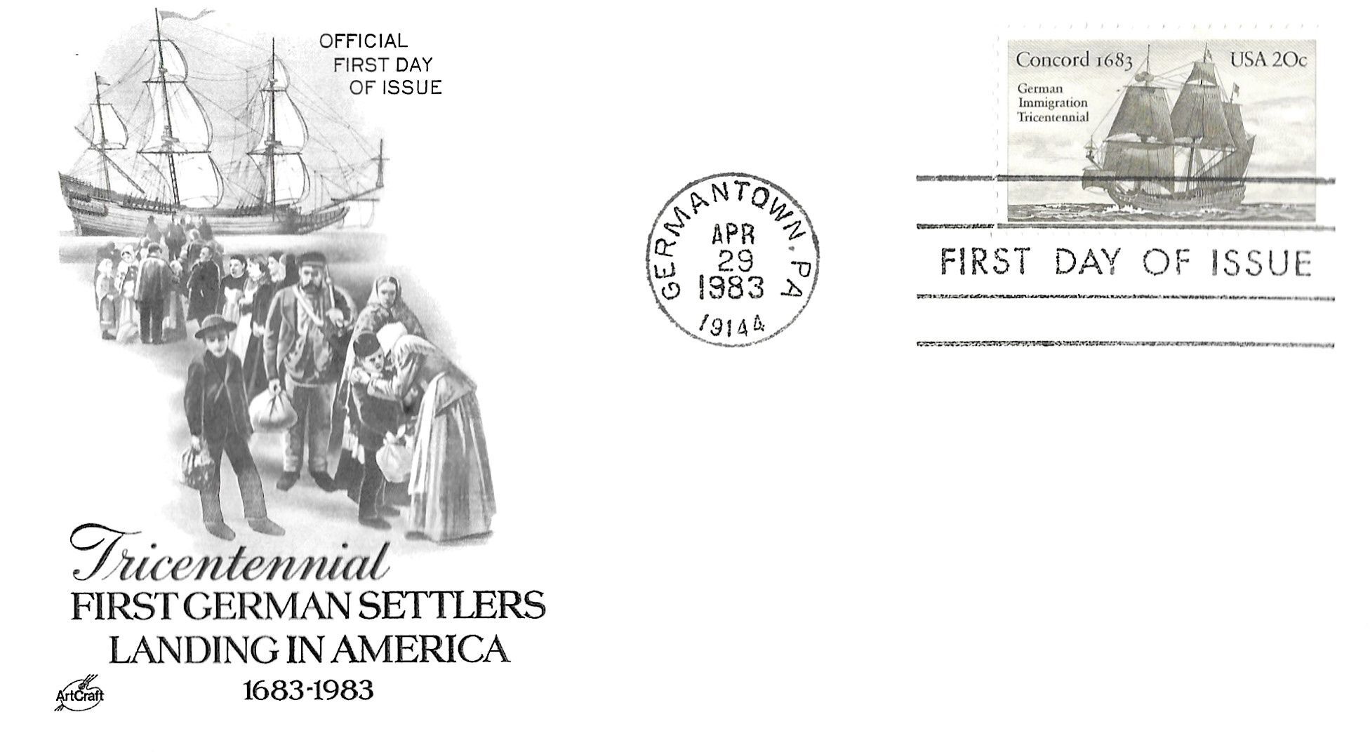 1983 FDC, #2040, 20c German Immigration, Art Craft & Colorano | United ...