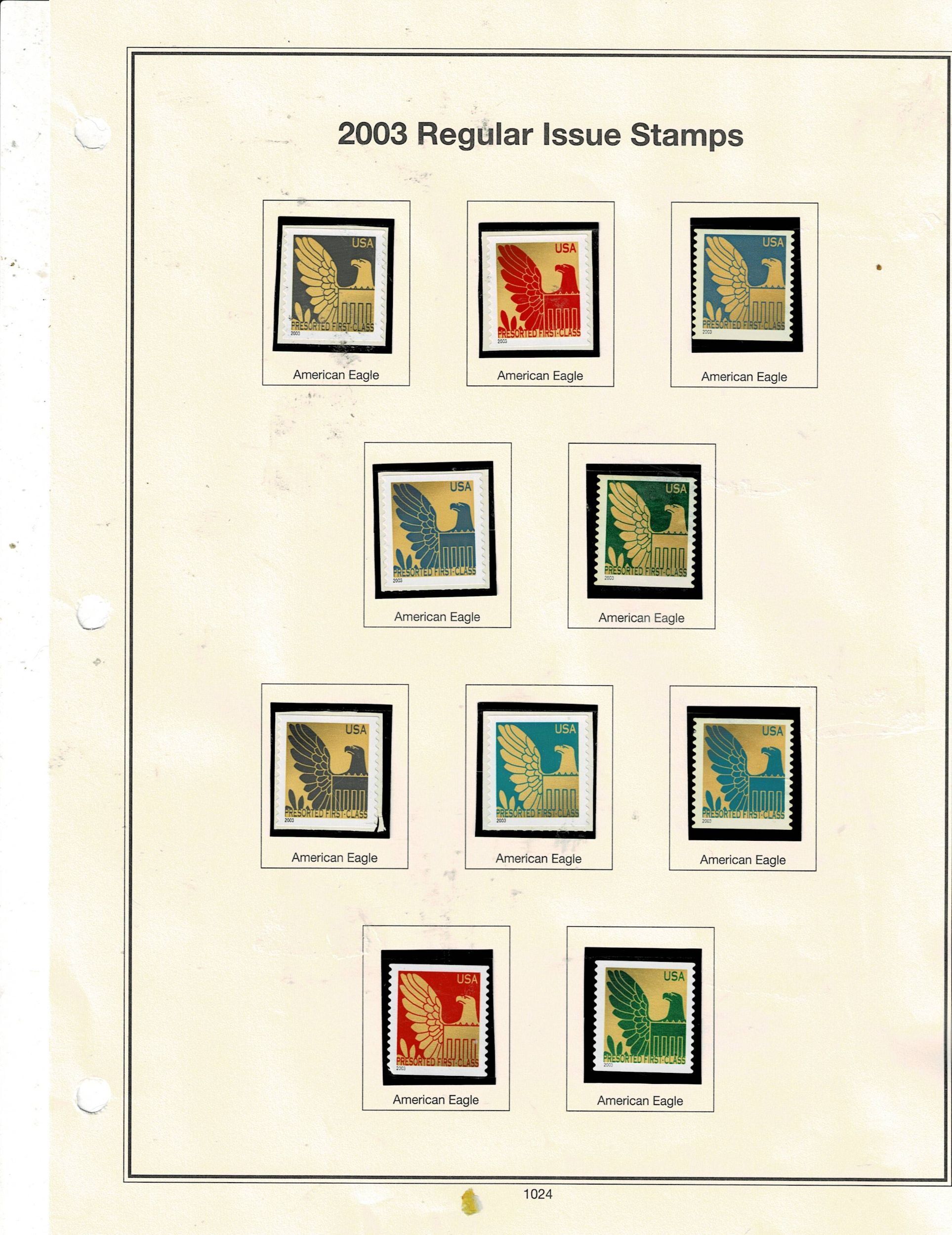 Eagle Pre-Sort US Postage Coil Singles of 10 stamps #3792-3801d VF MNH ...