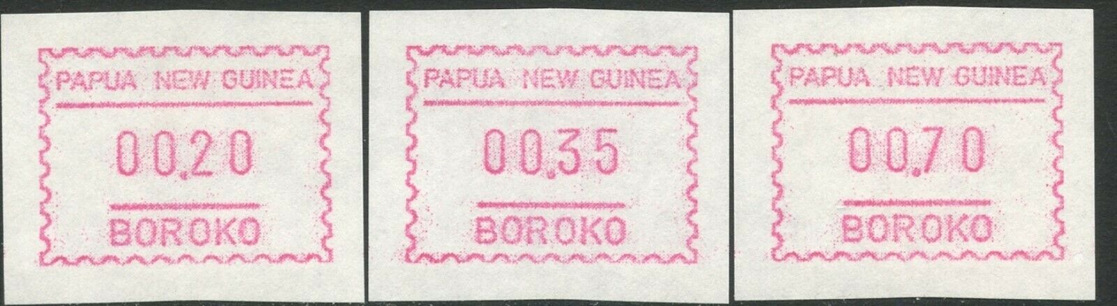 PAPUA NEW GUINEA 3 Values 1990 FRAMA Stamps Complete Set OG Mint NH ...