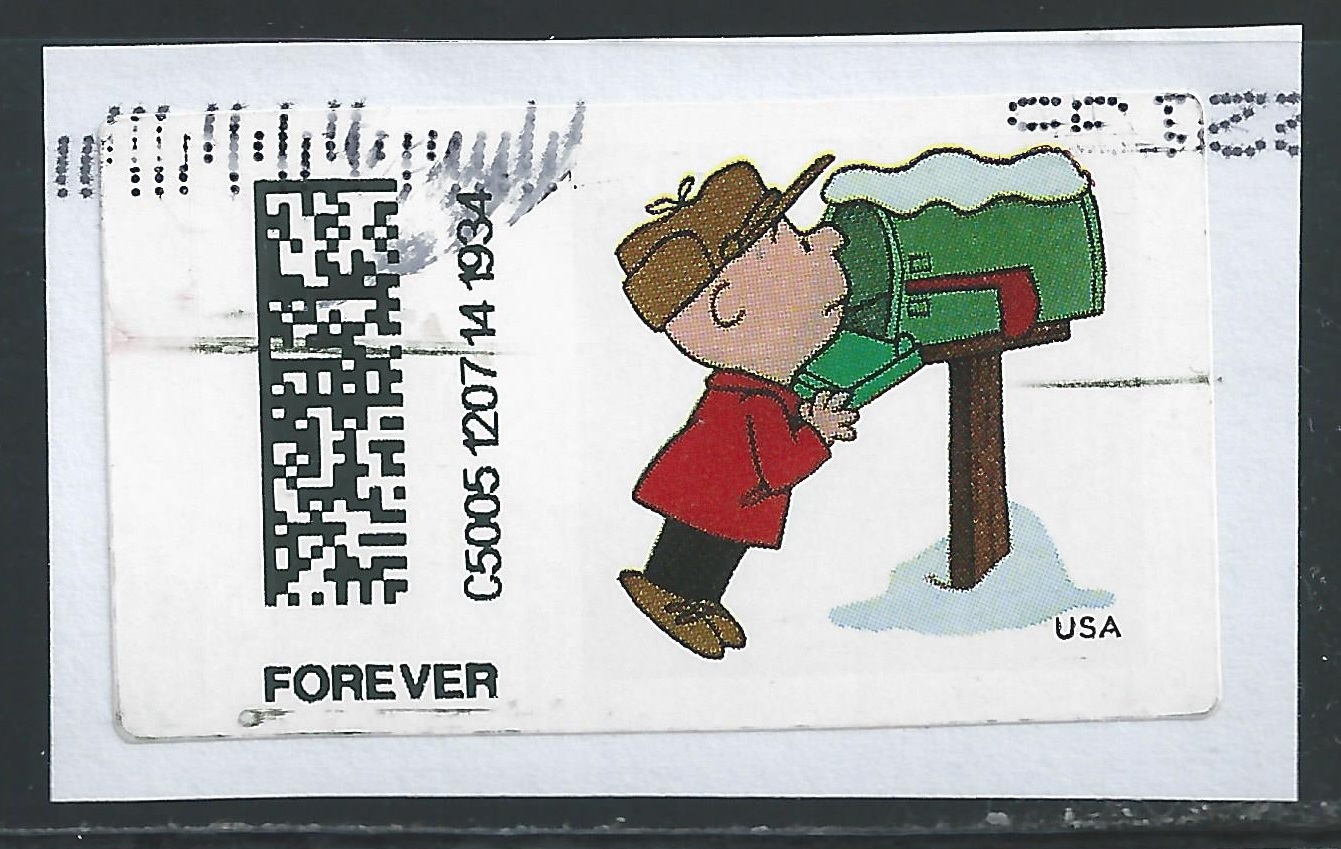 US #CVP98 (49c) Christmas - Charlie Brown Looking in Mailbox / HipStamp