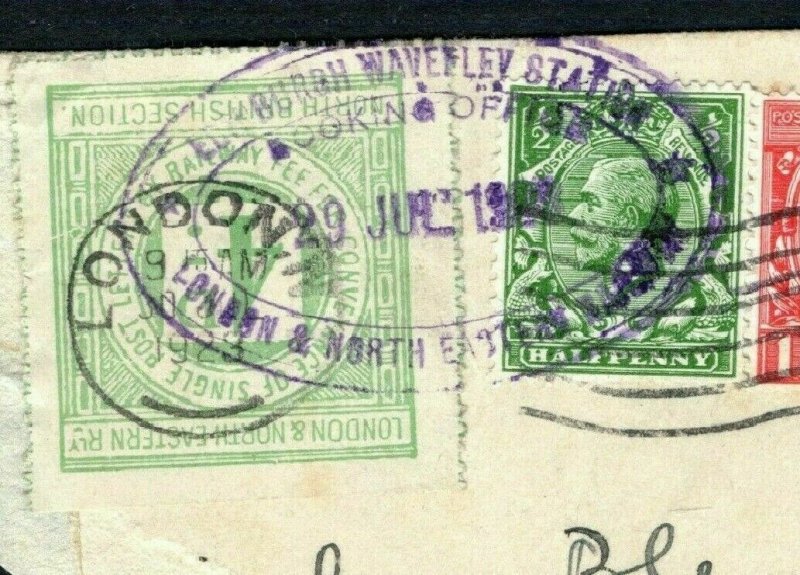 GB RAILWAY *LNER/NORTH BRITISH SECTION* 4d Letter Stamp 1923 Part Cover ...