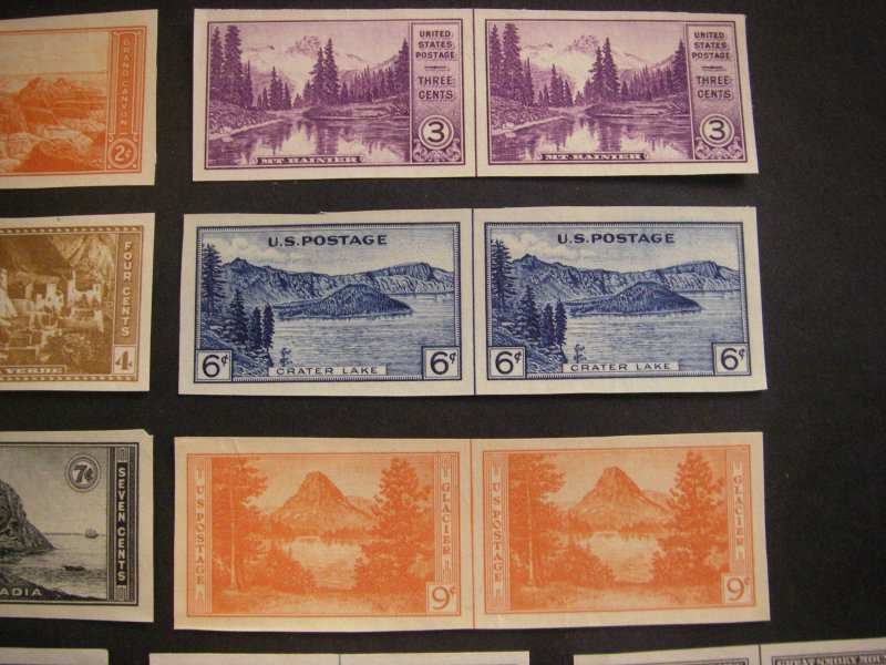 Scott 756 - 765, 1c - 10c IMPERF National Park Pairs w Vertical Line ...