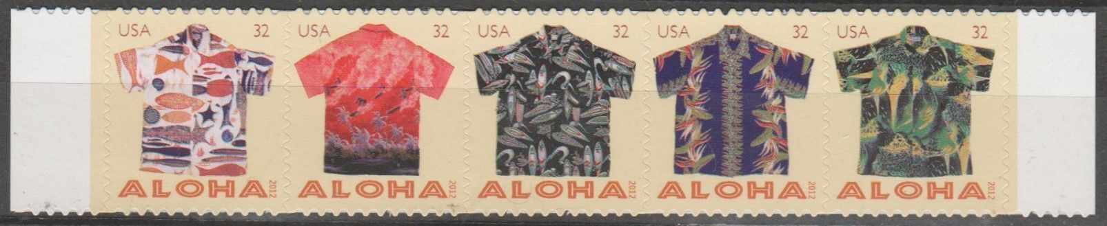 4592-96, " Aloha Shirts " Strip of 5, MNH. 32cent. | United States ...