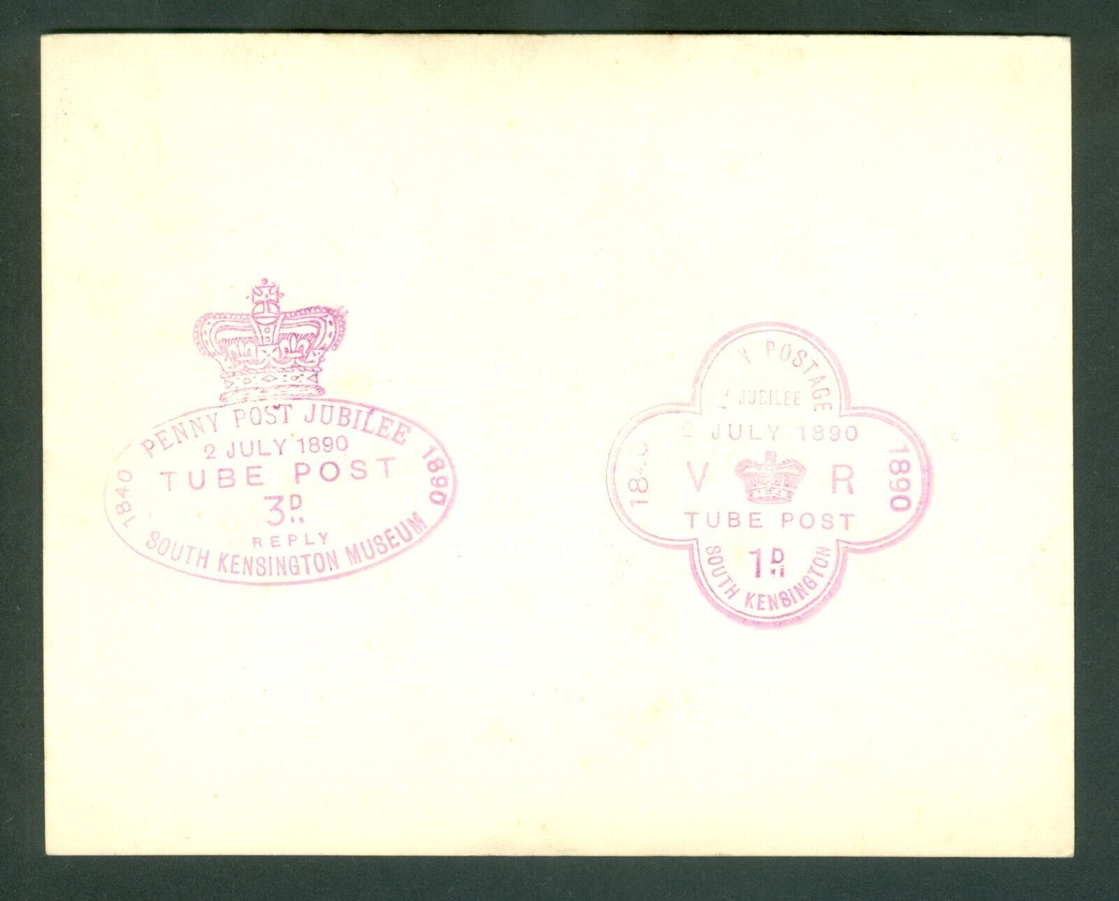 1890 Jubilee of uniform penny postage. Illustrated card bearing all 5 ...