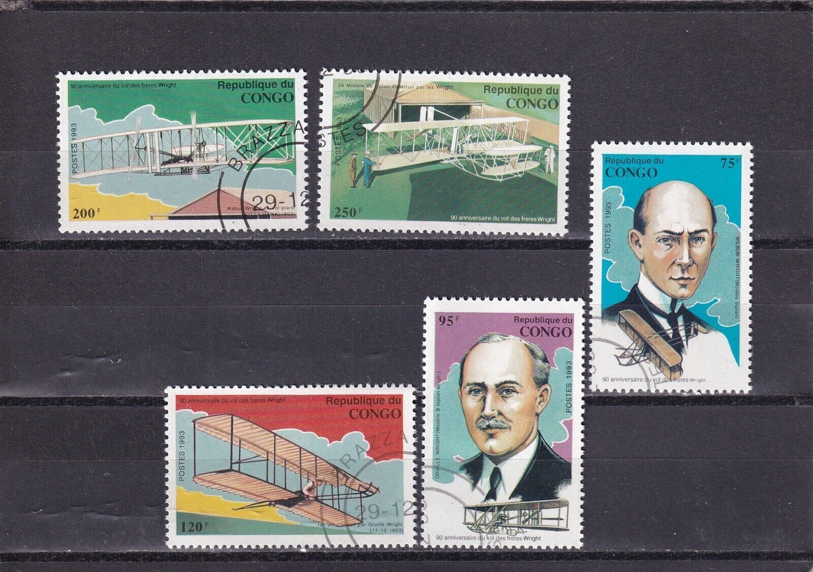 SA03 Congo Republic 1993 90th Anniv First Powered Flight Wright used ...