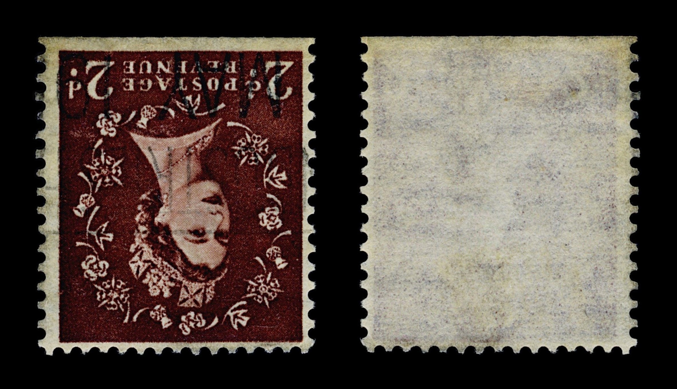 4468: GB SG518 2d Brown. Watermark Inverted. Spec S36a. 1953. Sc#295 ...
