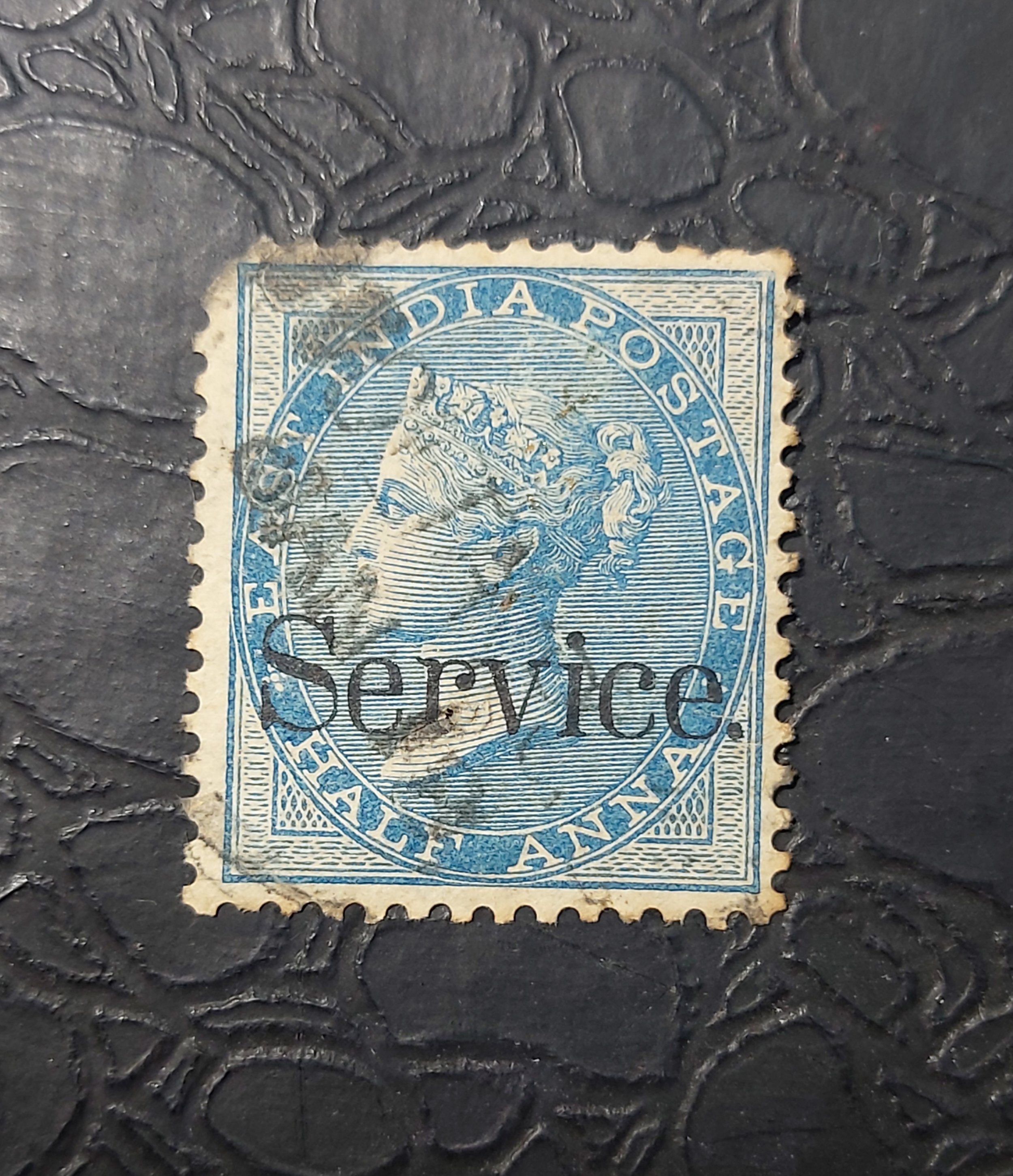 India 1866-72 Queen Victoria 1/2 Anna Blue Overprint Service SG#O6 WMK ...