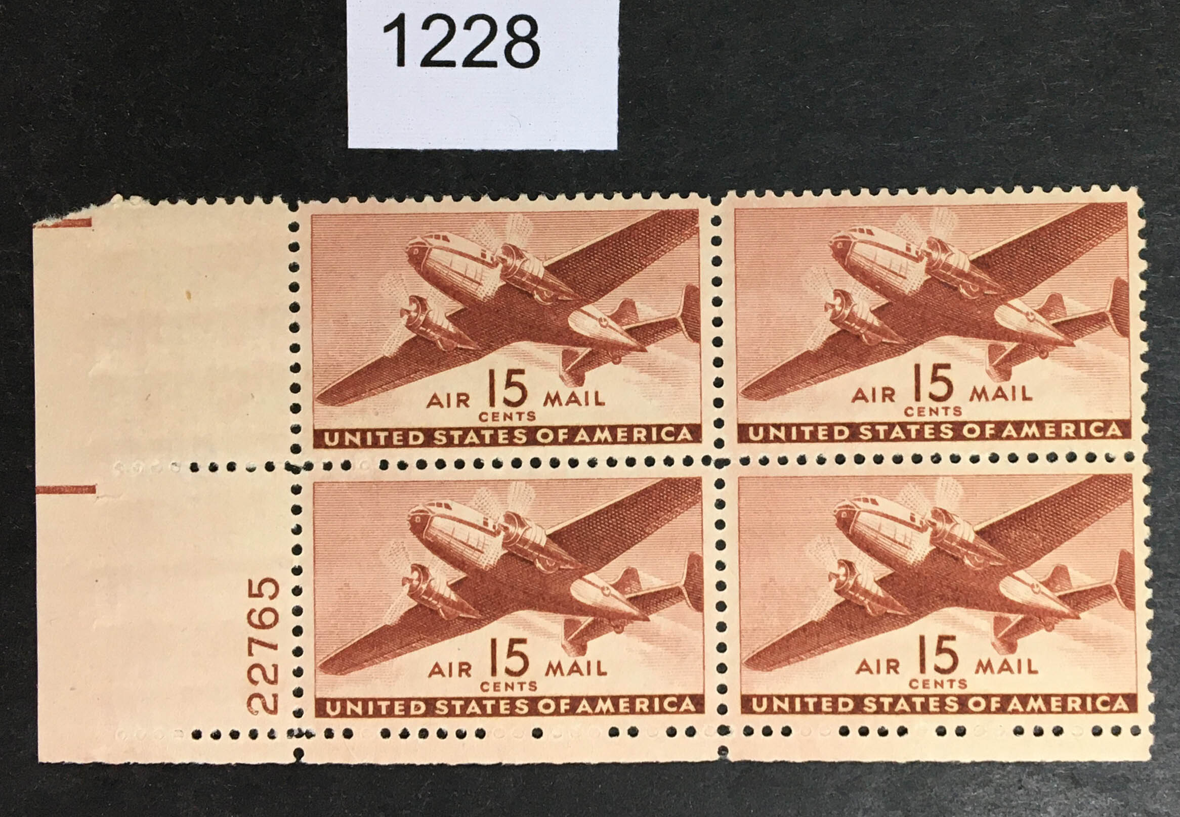US Stamps # C28 Intact Plate Block of 4 Mint OG NH CAT. $ LOT #1228 ...