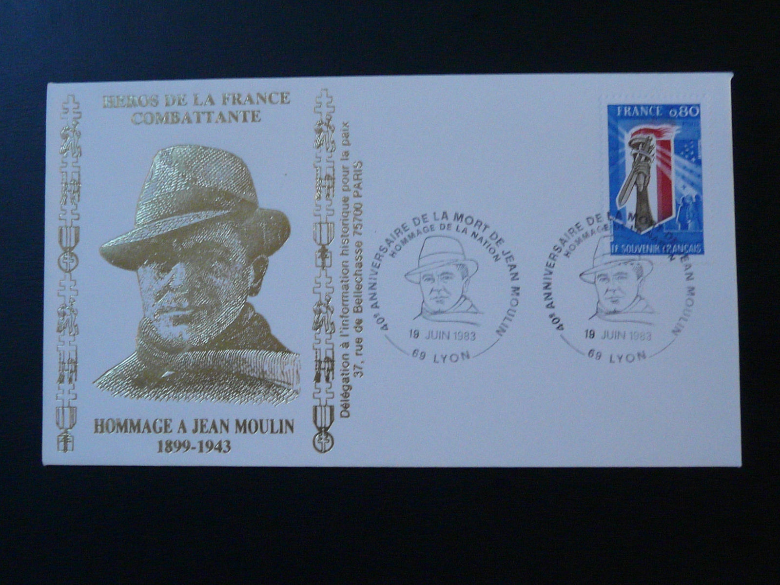 world war II ww2 Jean Moulin Resistance commemorative cover France 1983 ...