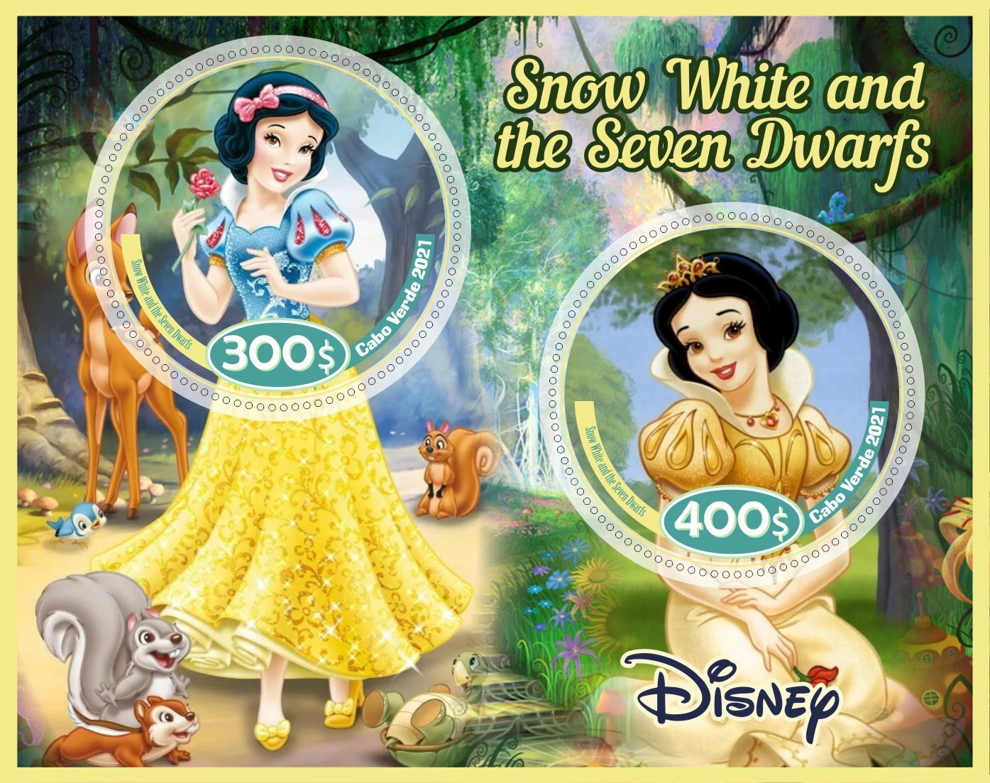 Stamps.Cartoons, Disney.Snow White 1+1 sheets perf Cabo Verde | Africa ...