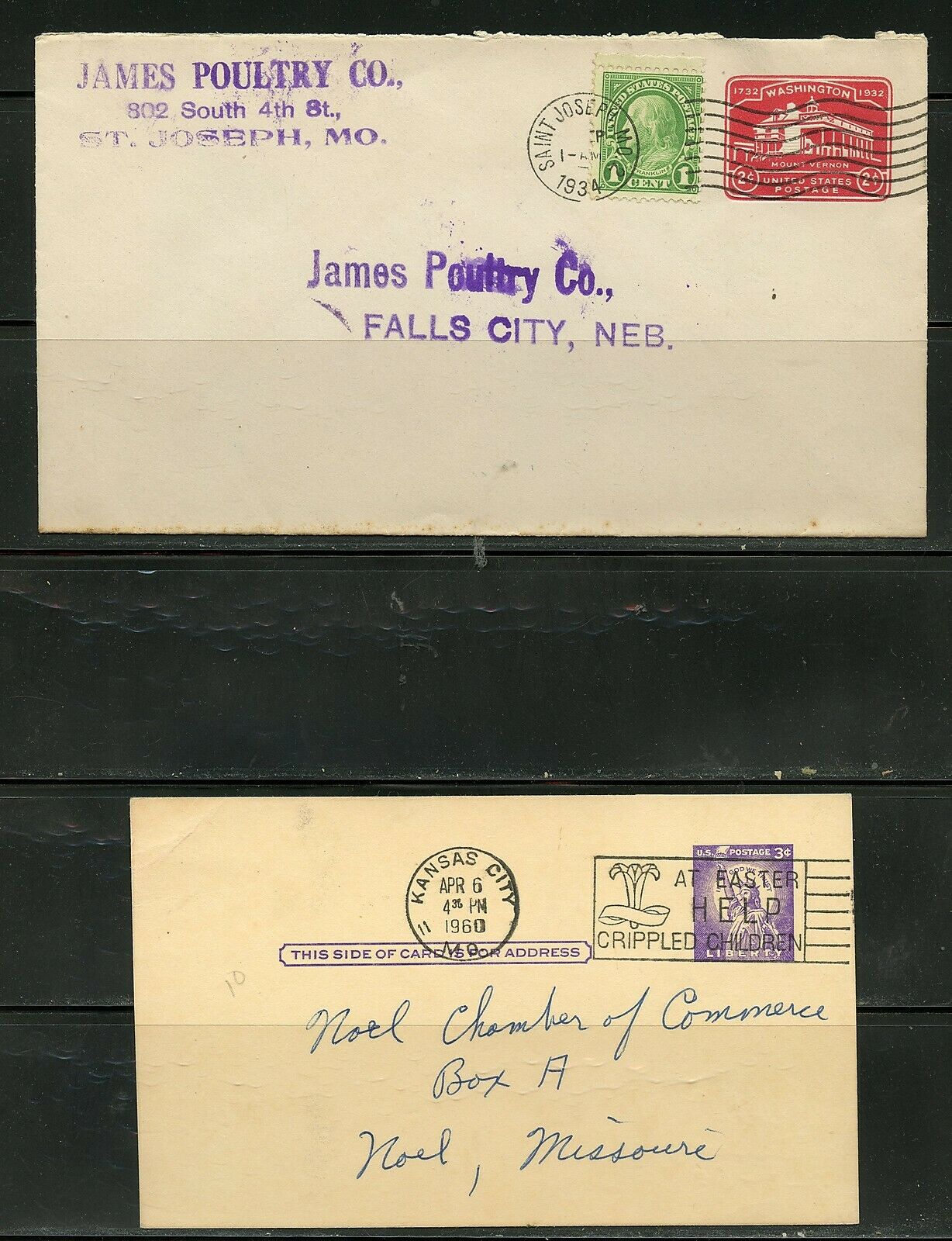US Postal History of State of Missouri LOT of 24 Covers 184-1960 as ...