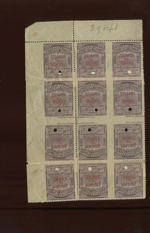 16T43S Western Union Tete-Beche Gutter Specimen Booklet Pane of 12 ...