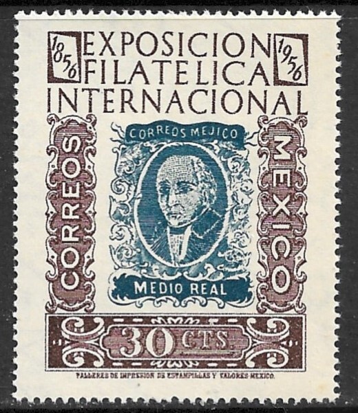 Mexico 1956 First Stamp Anniversary Stamp Exhibition Issue Sc 897 MNH ...
