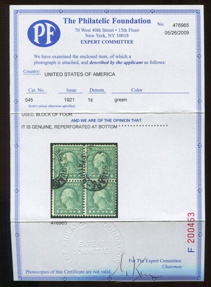 545 Washington Coil Waste Used Stamp with PF Cert BZ1630B | United ...