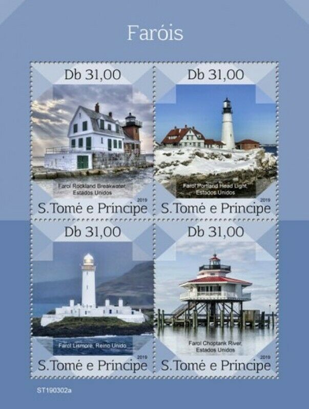 St Thomas - 2019 Lighthouses - 4 Stamp Sheet - ST190302a / HipStamp
