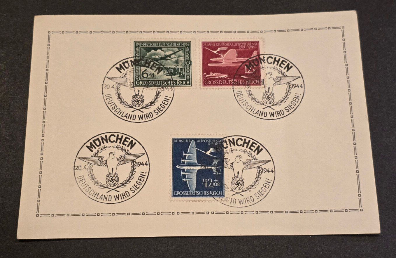 WW2 WWII THIRD REICH Nazi German Luftpost Stamp Set FDI postcard 1944 ...