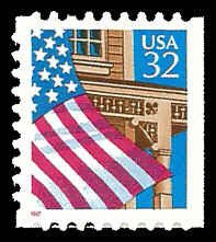 PCBstamps US #2921b Bk Sgl 32c Flag, red dated "97", MNH, (8) | United ...
