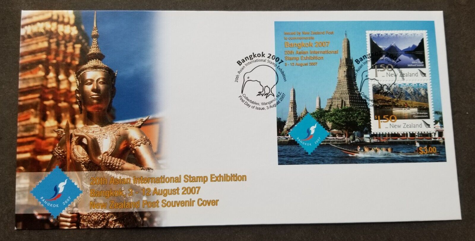 New Zealand 20th Asian Stamp Expo Bangkok 2007 Buddha Lake Mountain ...