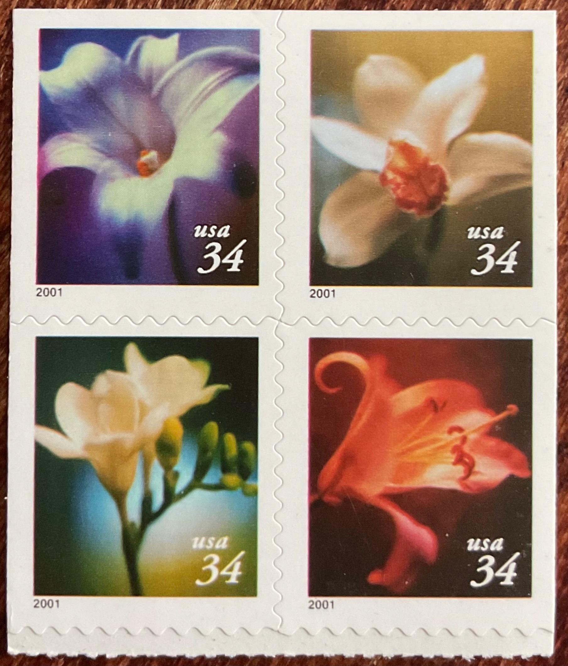 US #3454-57 MNH Booklet Block of 4 Flowers (.34) SCV $4.40 L42 | United ...
