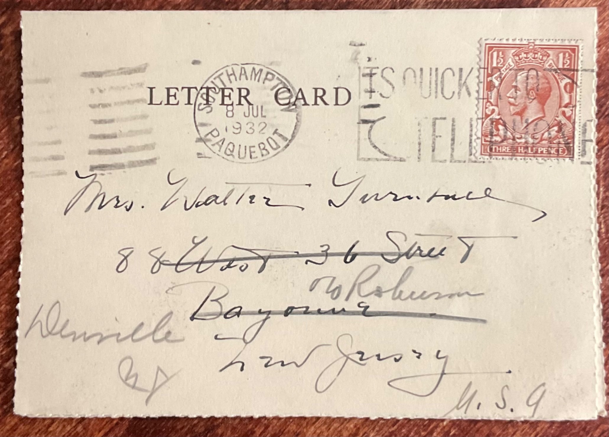 H. M. S. Ship Great Britain 161 or 189 Used Letter Card GB To NJ PM 7/8 ...