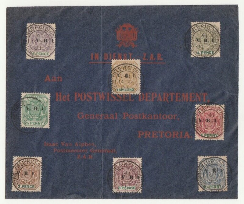 TRANSVAAL 1901 use of dark blue Money Order Dept envelope. | Africa ...