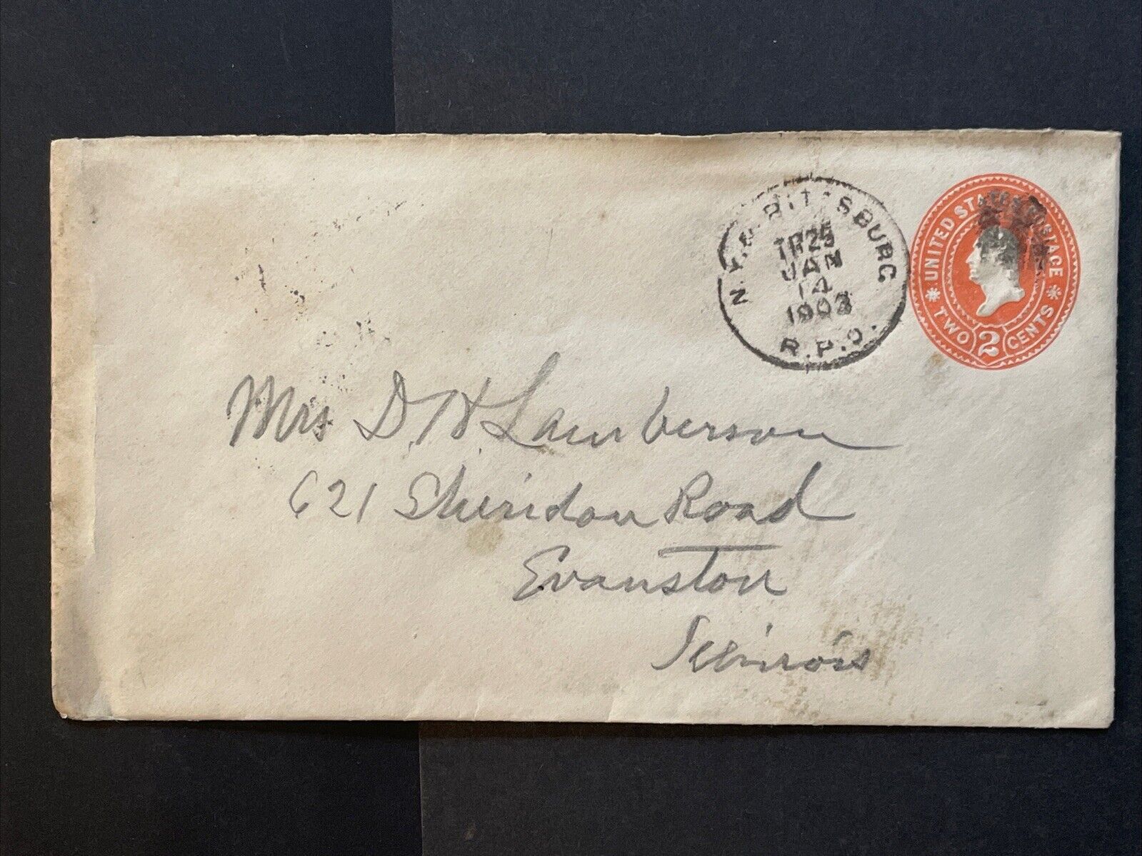 1903 Postal Stationery U362 N.Y. & Pittsburg RPO Cover Train 25 w ...