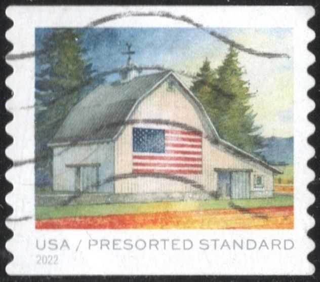 SC#5686 (Presorted Standard) Flags on Barns: Barn in Spring (2022) Used ...