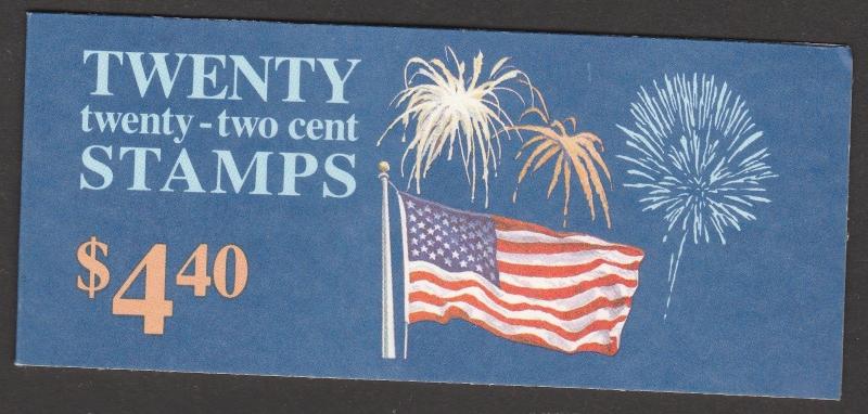 US 2276a BK156 Flag with Fireworks 22c booklet (20 stamps) MNH 1987 ...