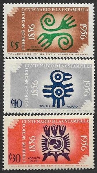 SKV) 1956 MEXICO, Centennial of the stamp of Mexico. Aztec designs, The ...