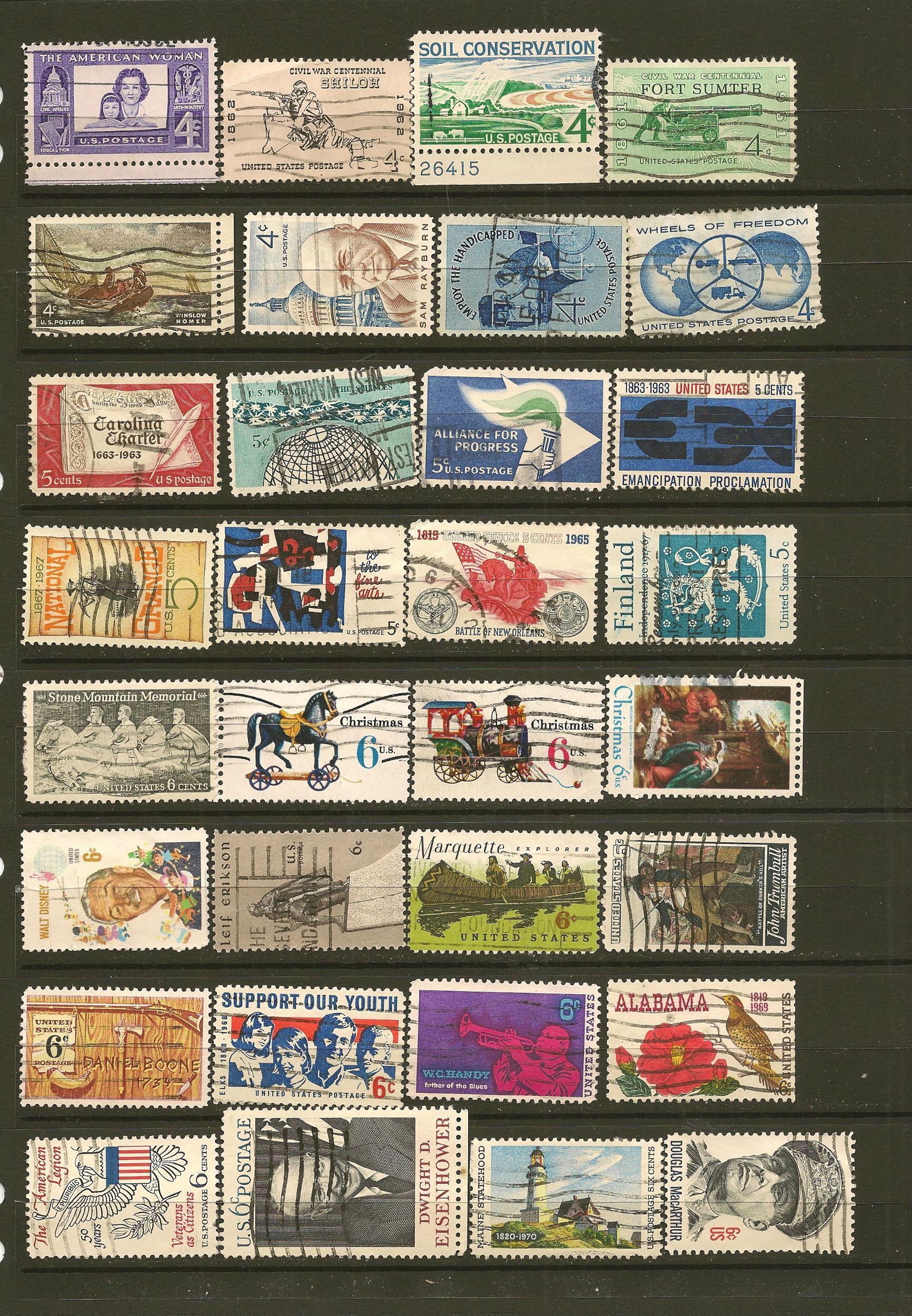 USA Collection of 32 Different 4C 5C and 6C Commemorative Used Off ...