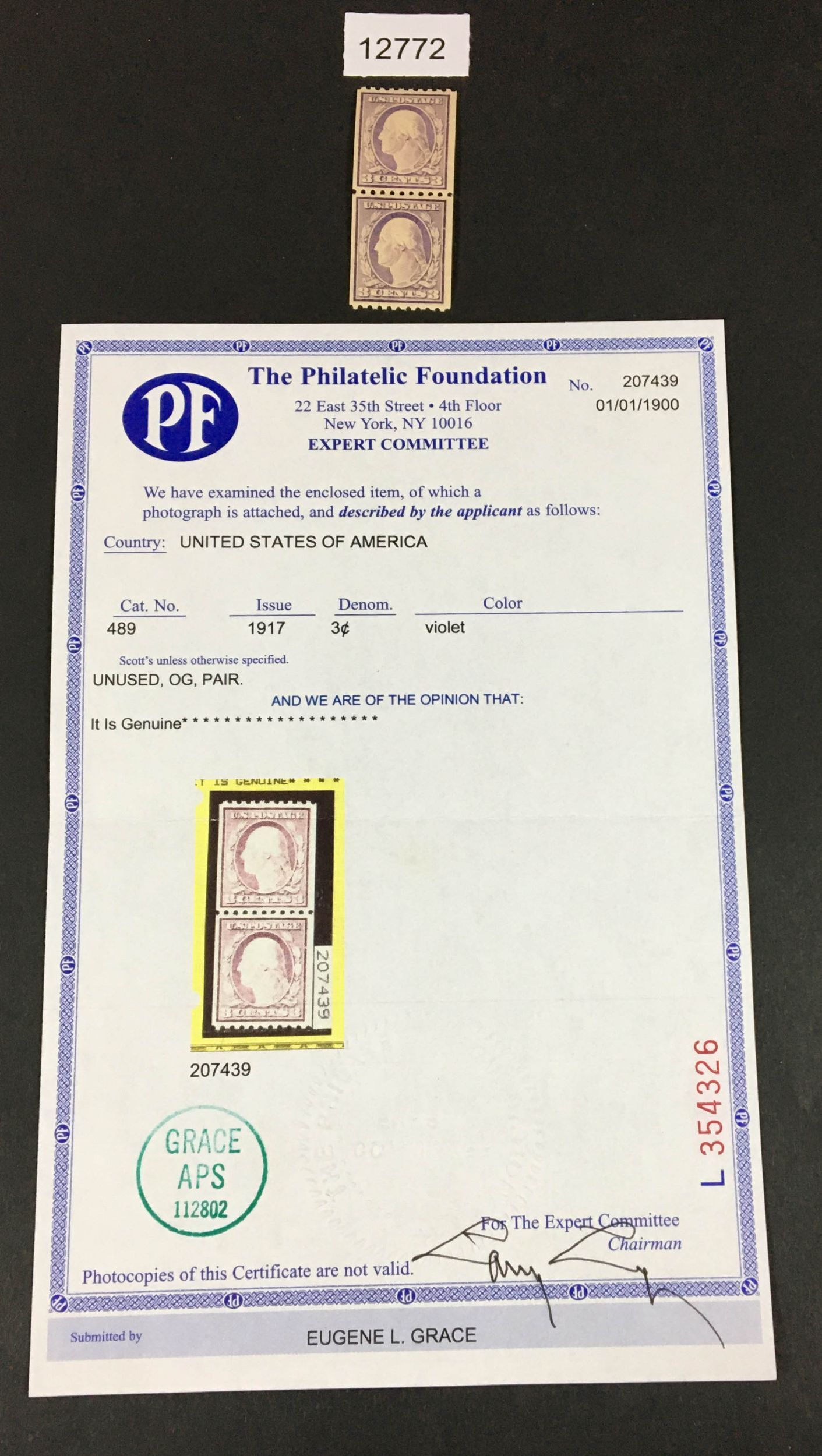 US Stamps # 489 Mint OG NH XF Pair **Pf Cert** LOT #12772 | United ...