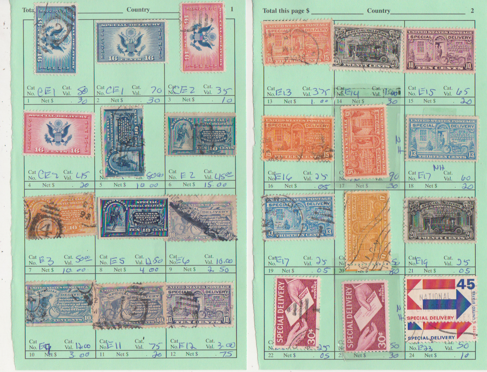 US Scott #E1-E23 Mint & Used Special Delivery stamps +CE1-2 M & Used ...