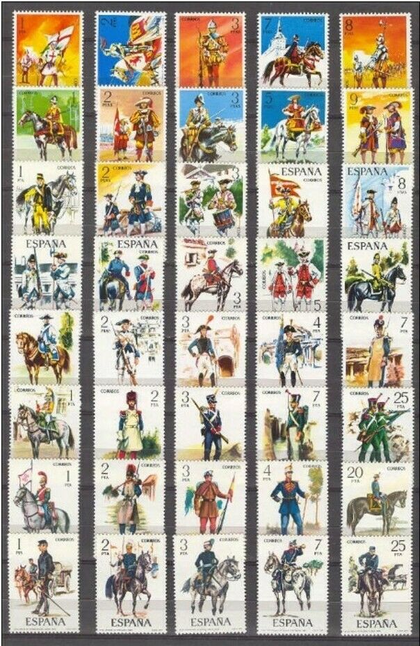 SPAIN Full Collection Military Suits / Uniformes Militares MNH Luxe (9 ...