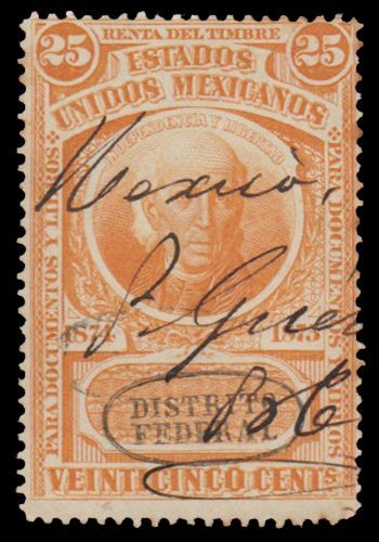 Mexico 1874 Revenue Stamp. Used. # T1 | Central & South America ...
