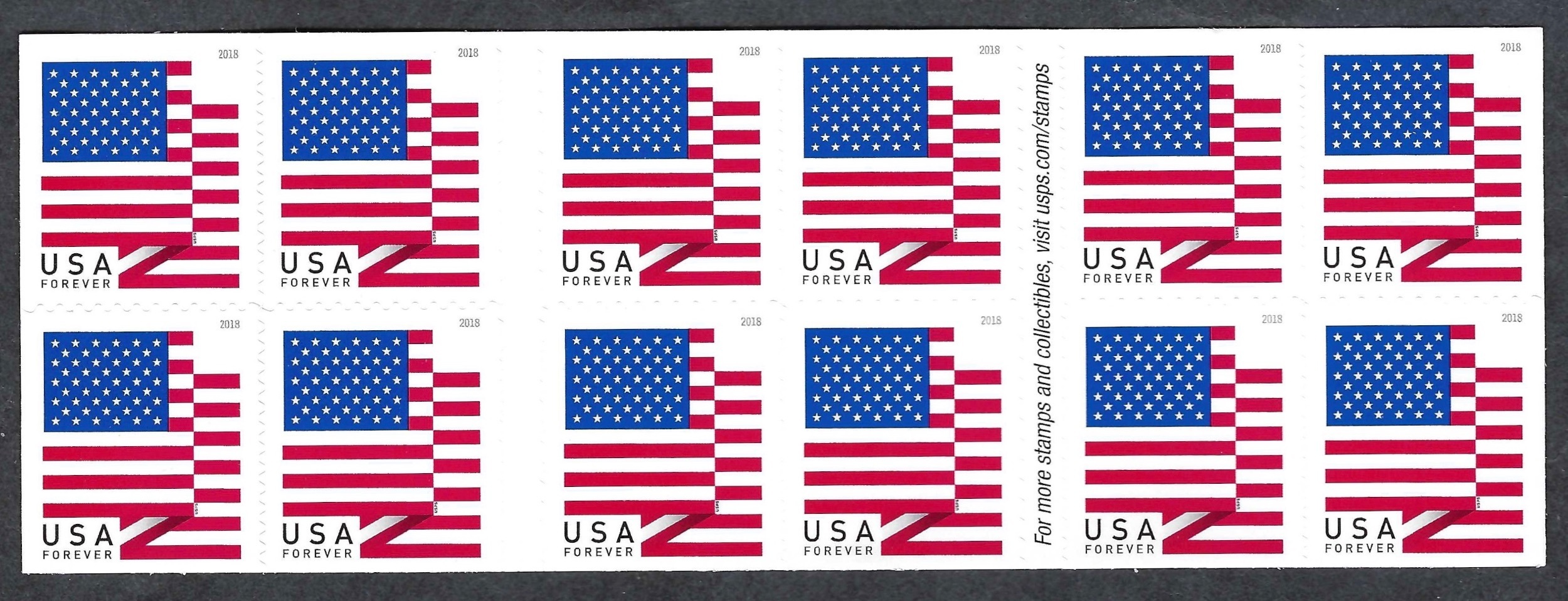 United States #5263a Flag (2018). Double-sided booklet of 20. BCA ...
