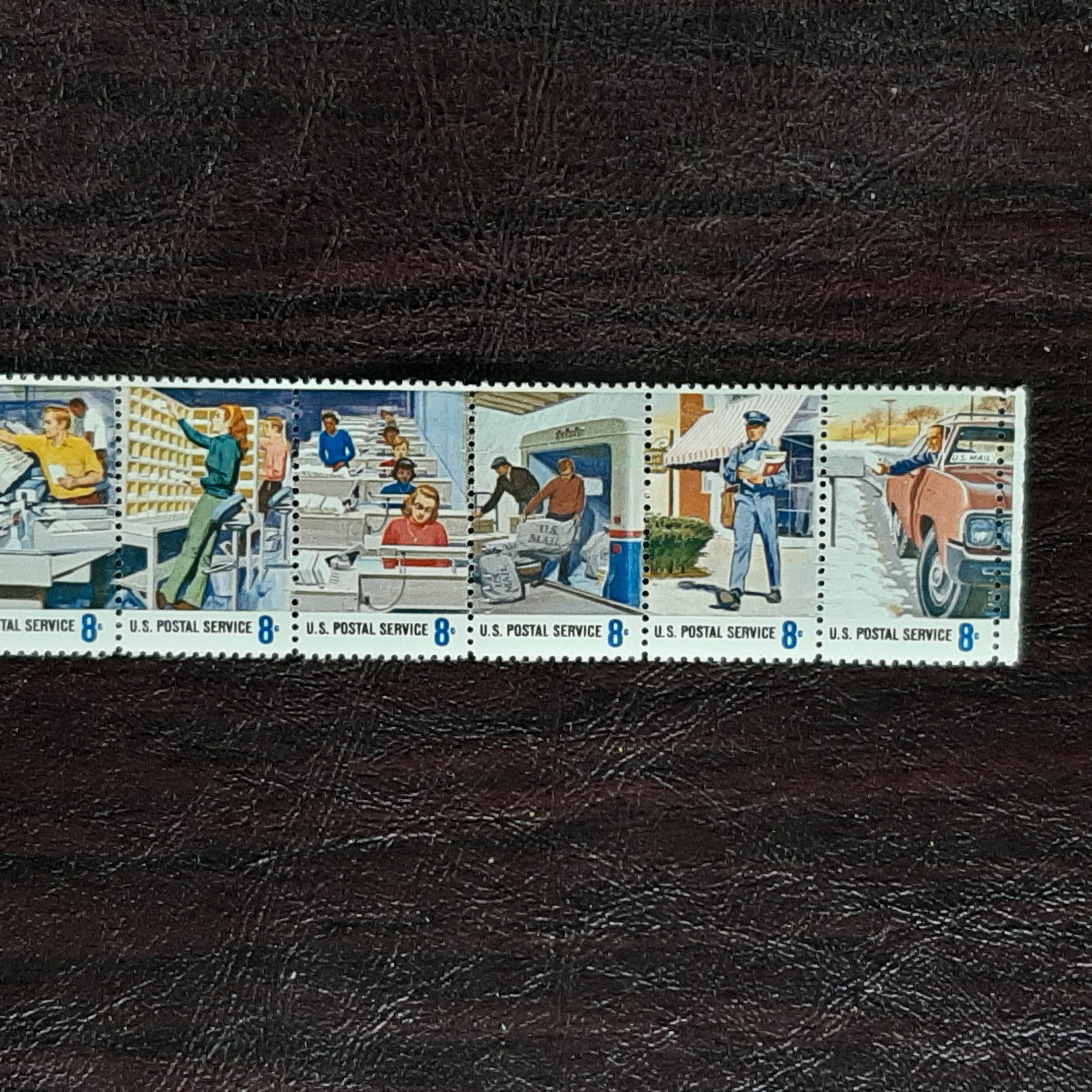 US Scott # 1489-1498; 8c PO Employees; strip of 10; MNH, og, VF ...