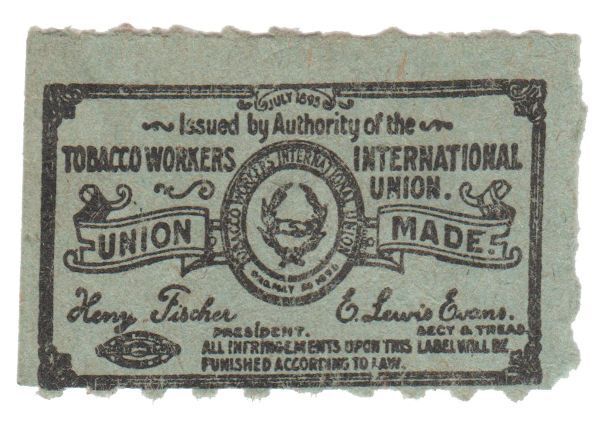 US Vintage Tobacco Workers International Union 1893 Label Stamp ...