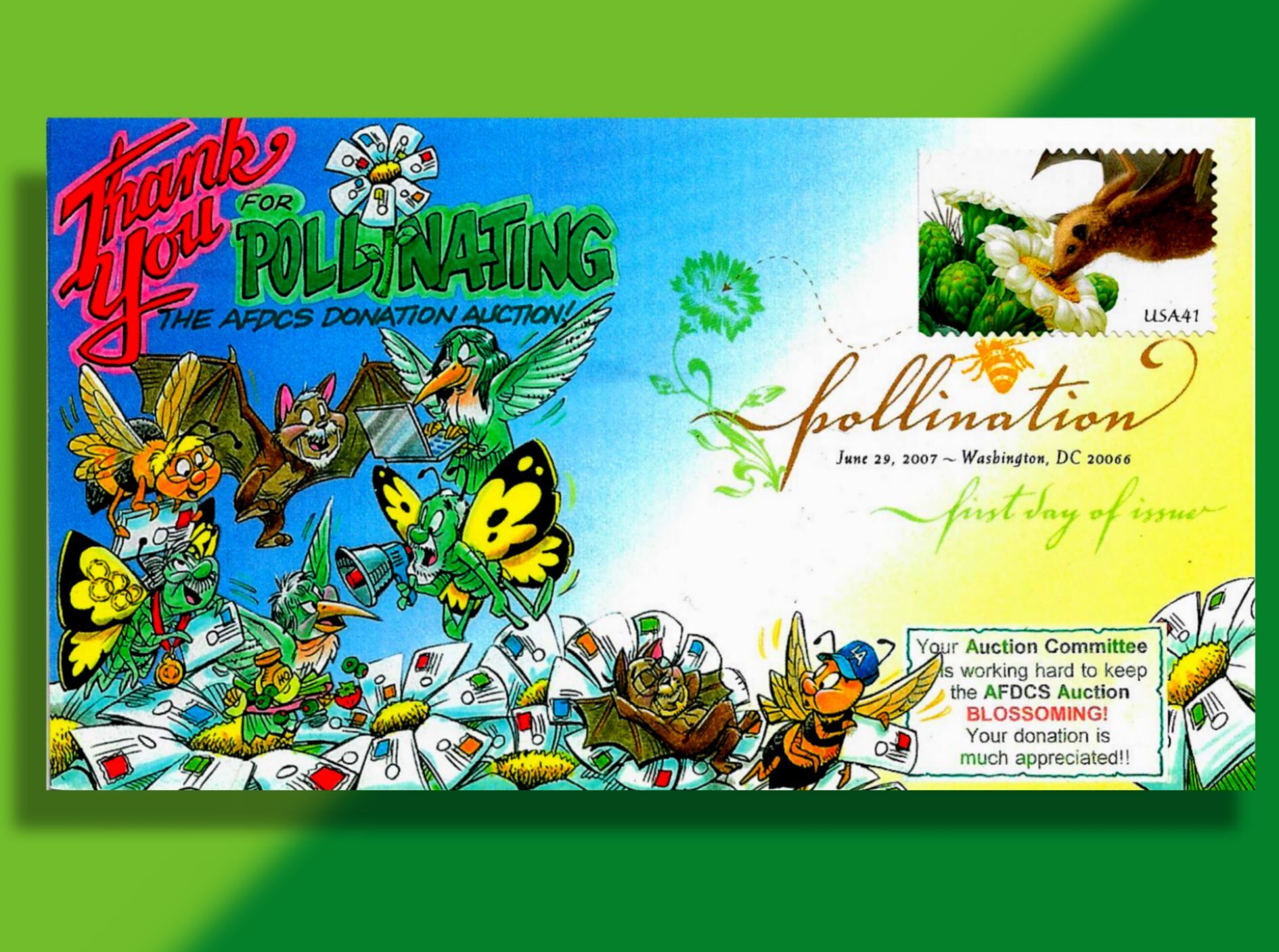 AFDCS Auction Thank You FDC for Donors Shows Committee Members as ...