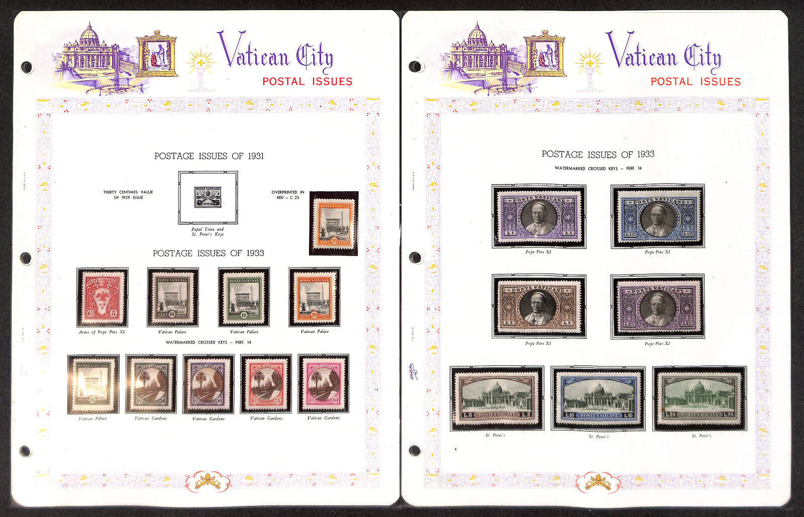 Vatican City Stamp Collection In White Ace Album, 1929-1954, Loaded ...