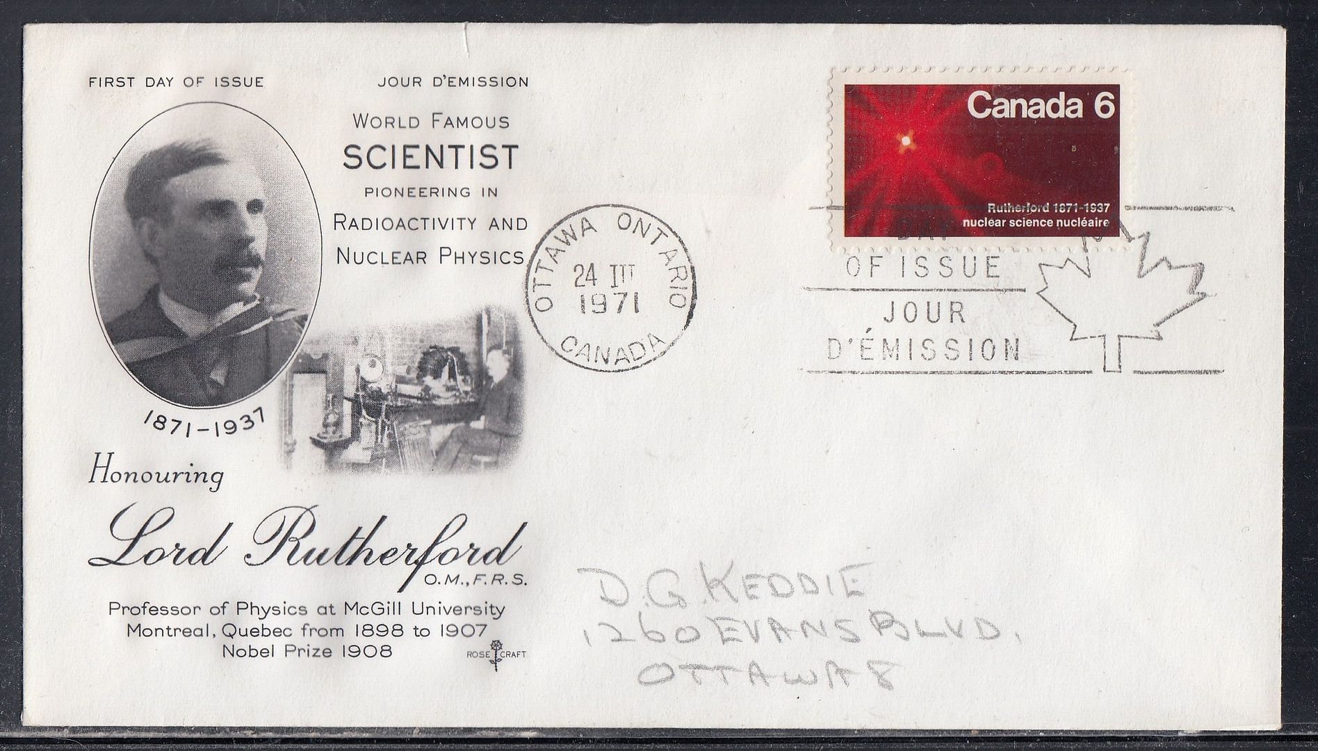 Canada Scott 534 FDC - Lord Rutherford | Canada, General Issue Stamp ...