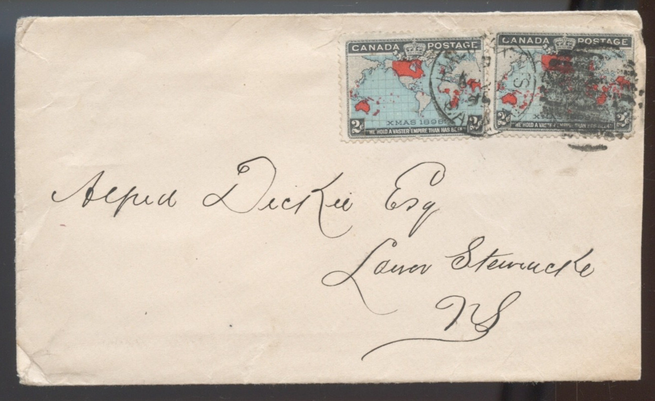 ? Scarce double weight MAP Stamp x 2c Halifax NS 1899 imp'l rate cover ...