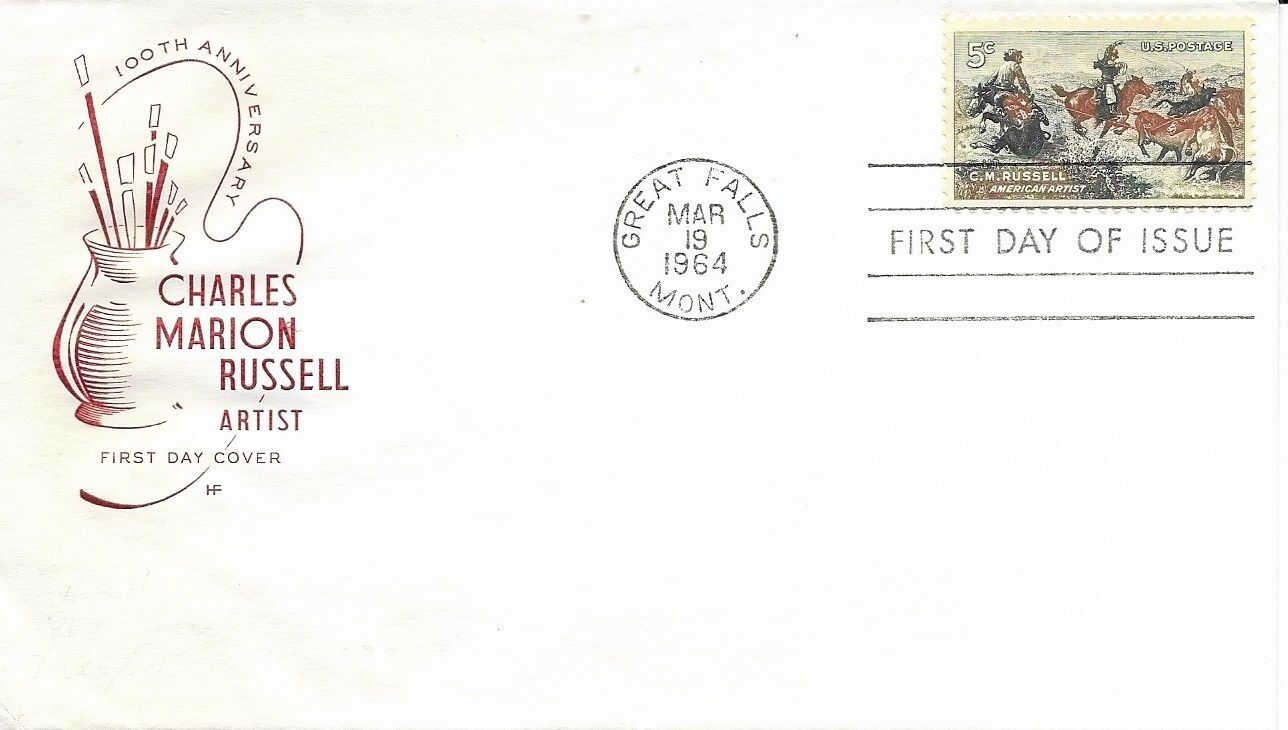 1964 FDC, #1243, 5c Charles Marion Russell, House of Farnam | United ...