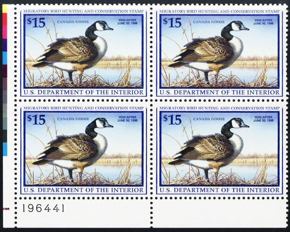 RW64, Mint VF NH $15 Duck Stamp Plate Block of Four Stamps - Face Value ...