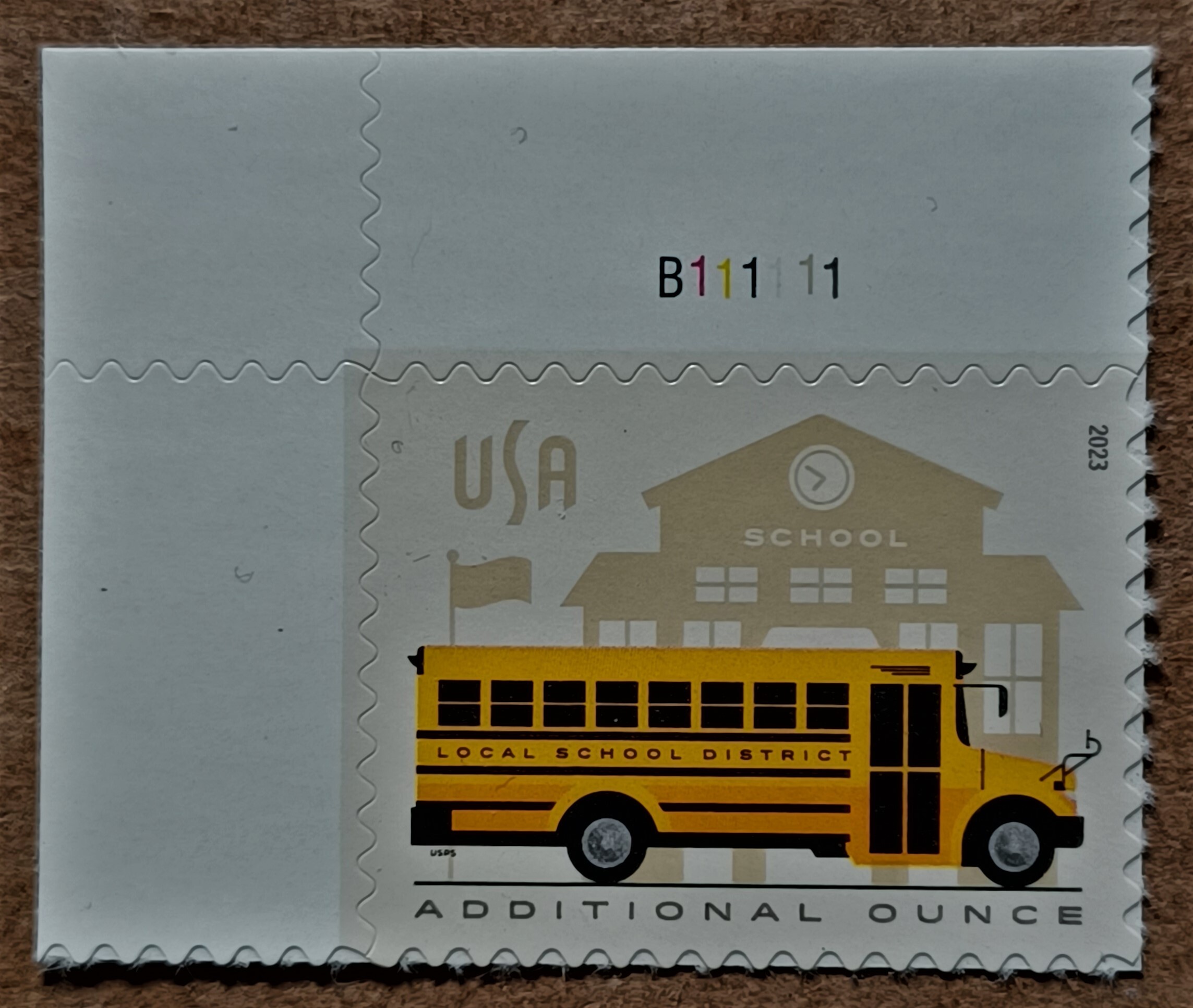 US #5740 (24c) School Bus-Additional Ounce Rate MNH plate #B111111 ...