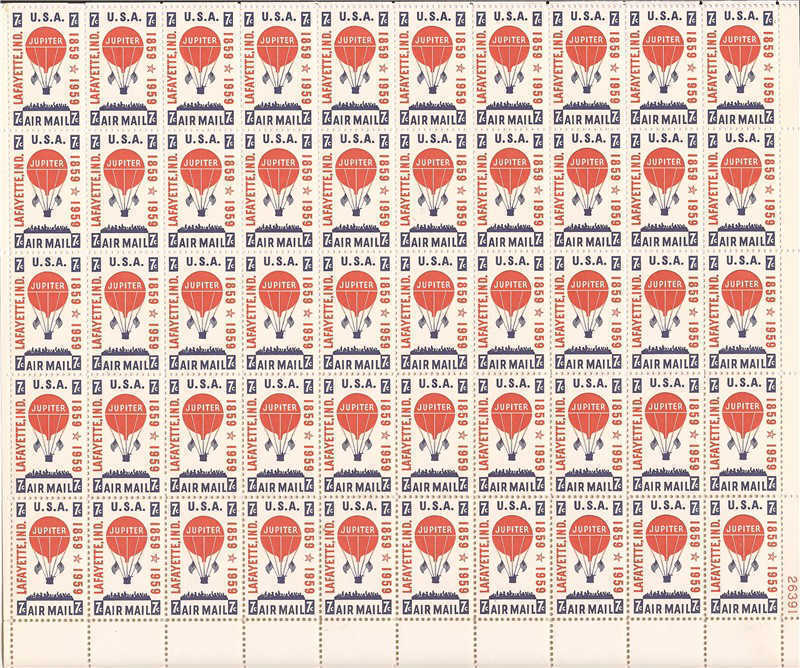 US Stamp - 1959 Jupiter Balloon - 50 Stamp Sheet - Scott #C54 | United ...