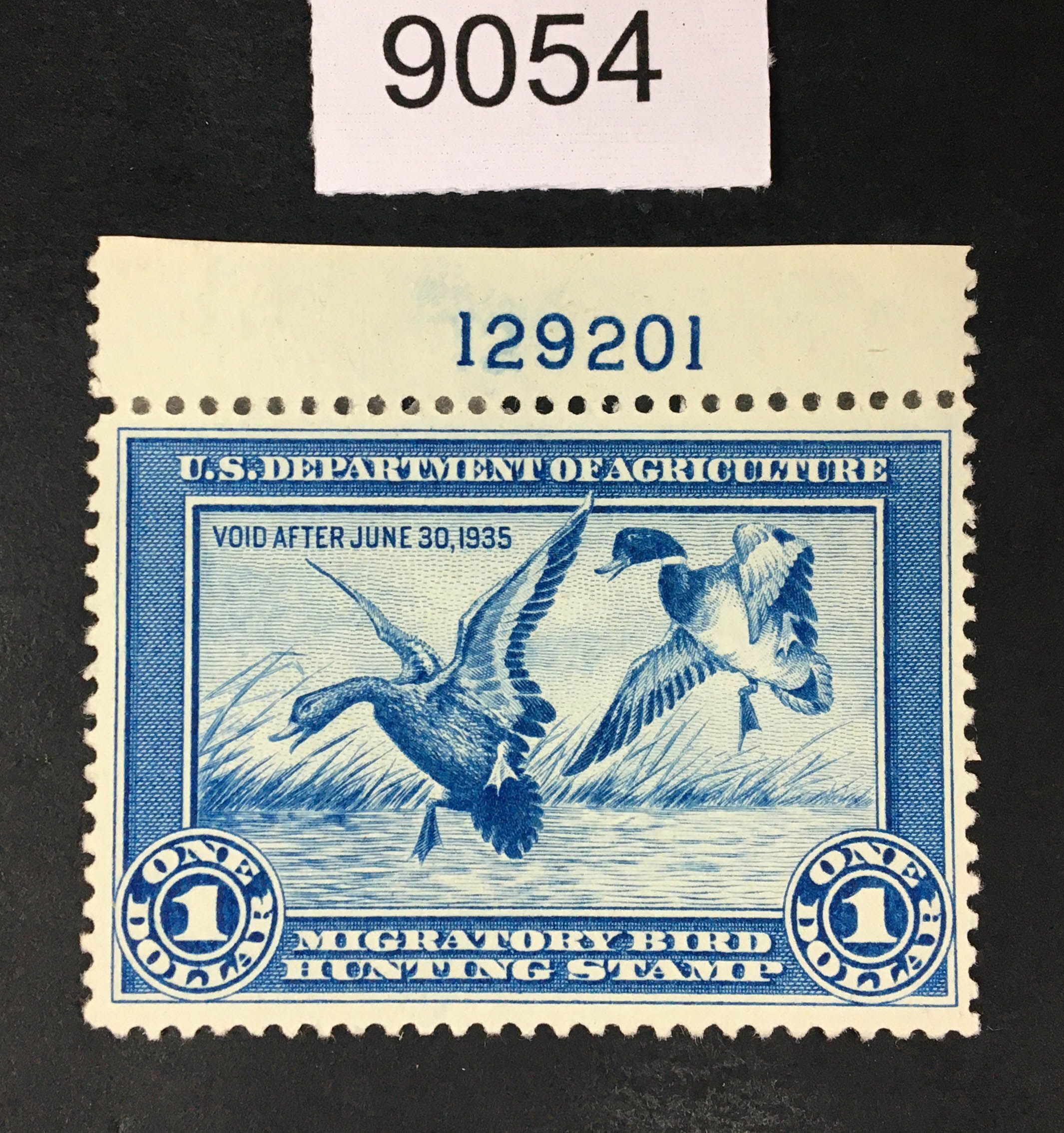 US Stamps # RW1 Plate Single Unused NO GUM LOT #9054 | United States ...
