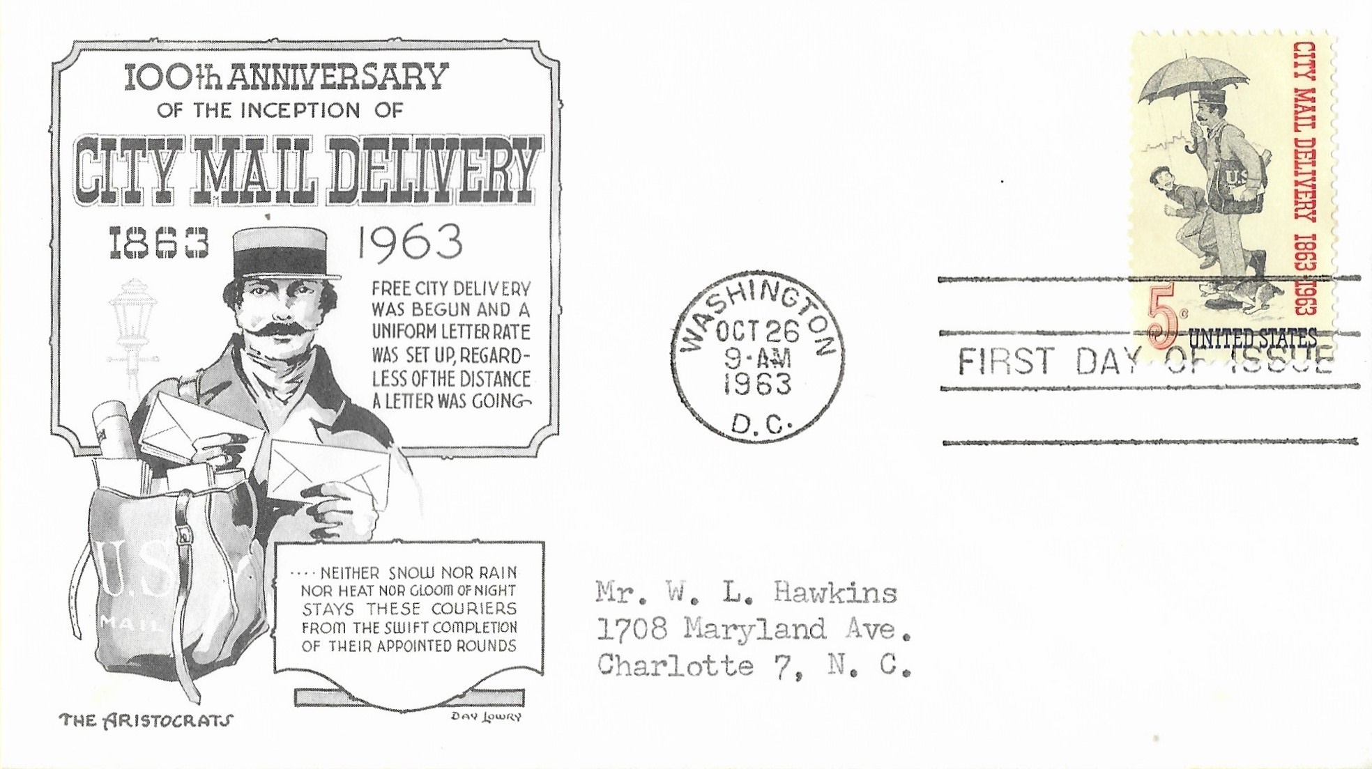 1963 FDC, #1238, 5c City Mail Delivery, Aristocrats | United States ...